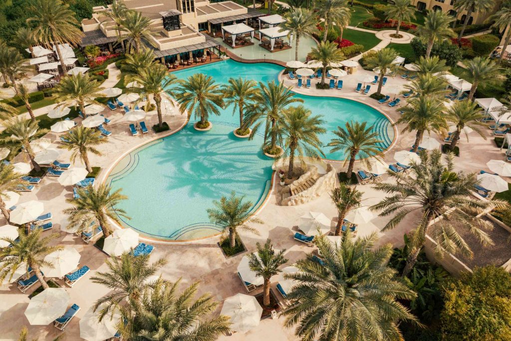 One&Only Royal, Mirage, Dubai – Aerial Pool Arabian Court Pool Wide ...